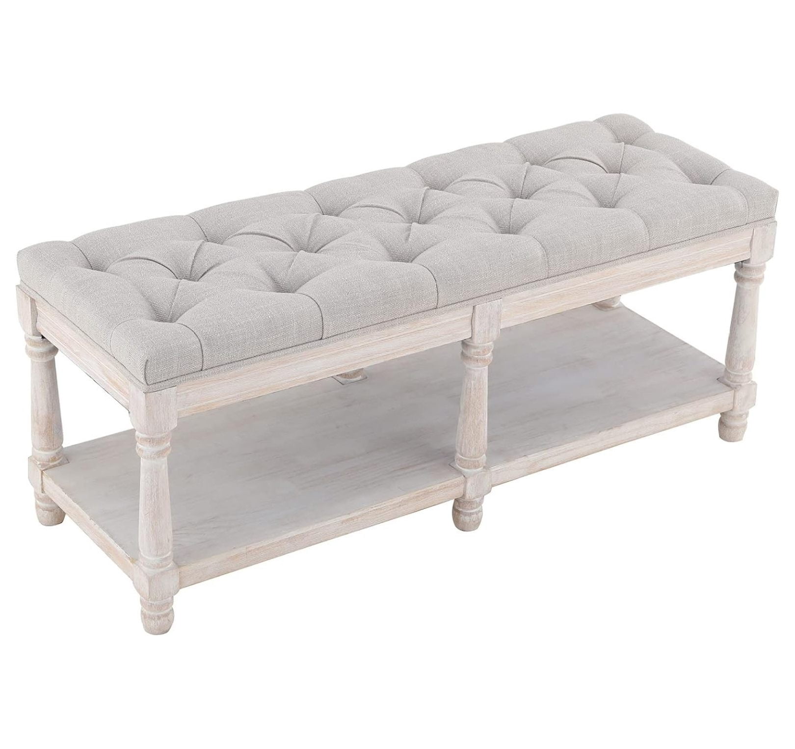 Farmhouse Entryway Bench with Storage 6 Foot, Rustic Upholstered End of ...
