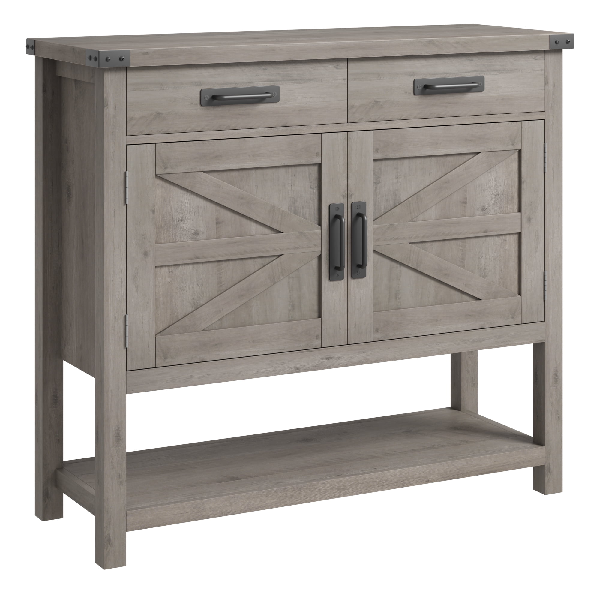 Farmhouse Entryway Table with 2-Door Cabinet & 2 Drawers, Wood Console ...
