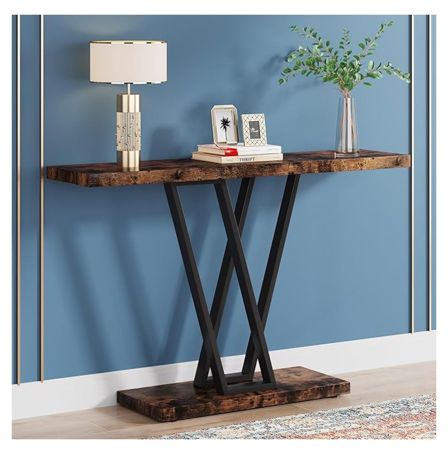 Farmhouse Entryway Table, Rustic Sofa & Console Table Narrow Side Table ...