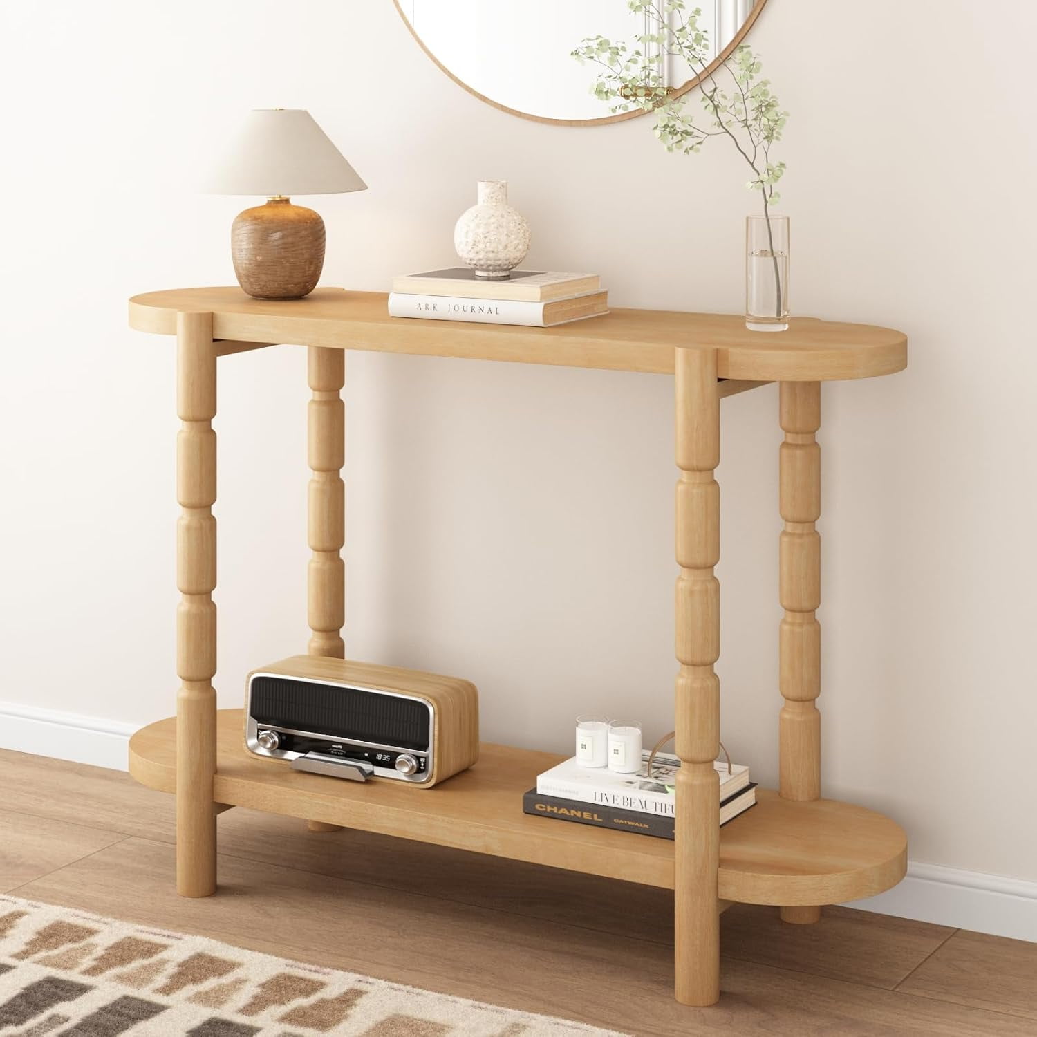 Farmhouse Entryway Table with Storage-43.4" Narrow Console Table with ...