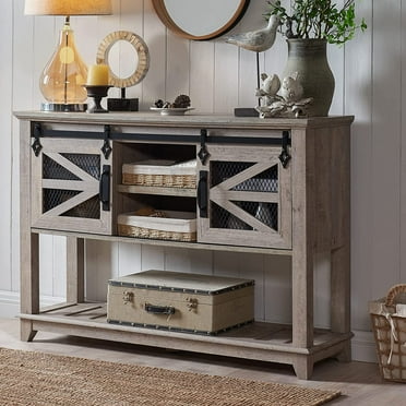 Homfa Farmhouse Console Table with 2 Drawer for Entrance Hall, 4 Door ...