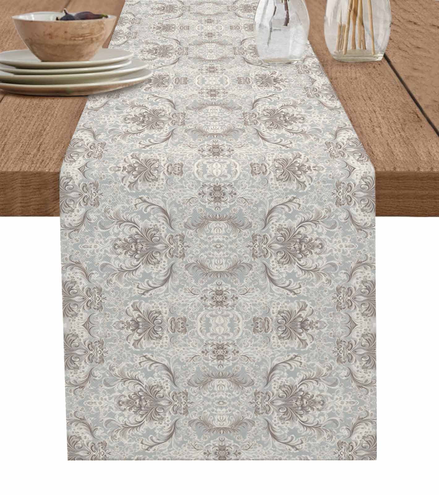 Farmhouse Ethnic Table Runner 72 Inches, Boho Middle Century Floral ...