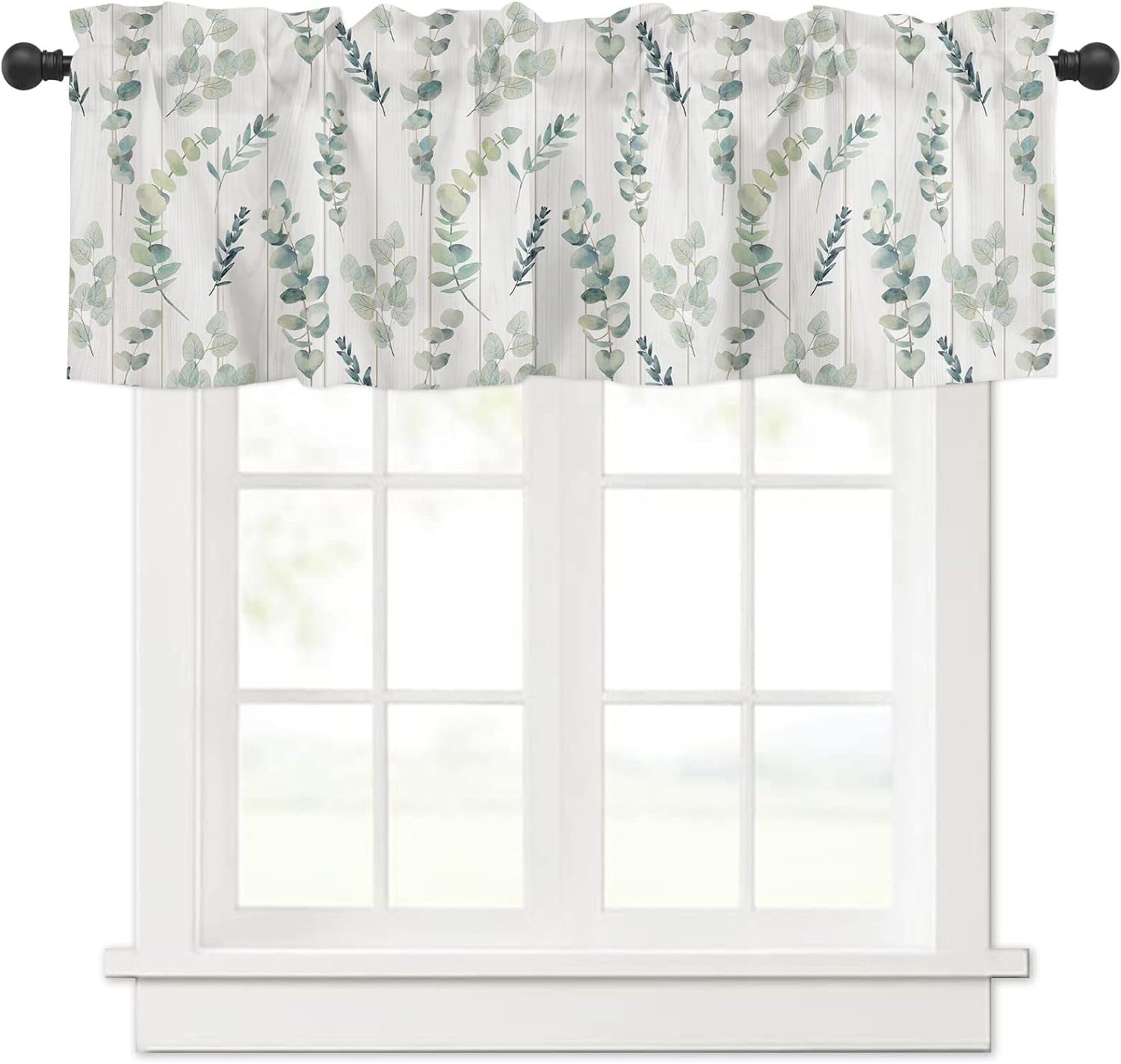 Farmhouse Eucalyptus Leaf Kitchen Curtains Valances for Windows Spring ...