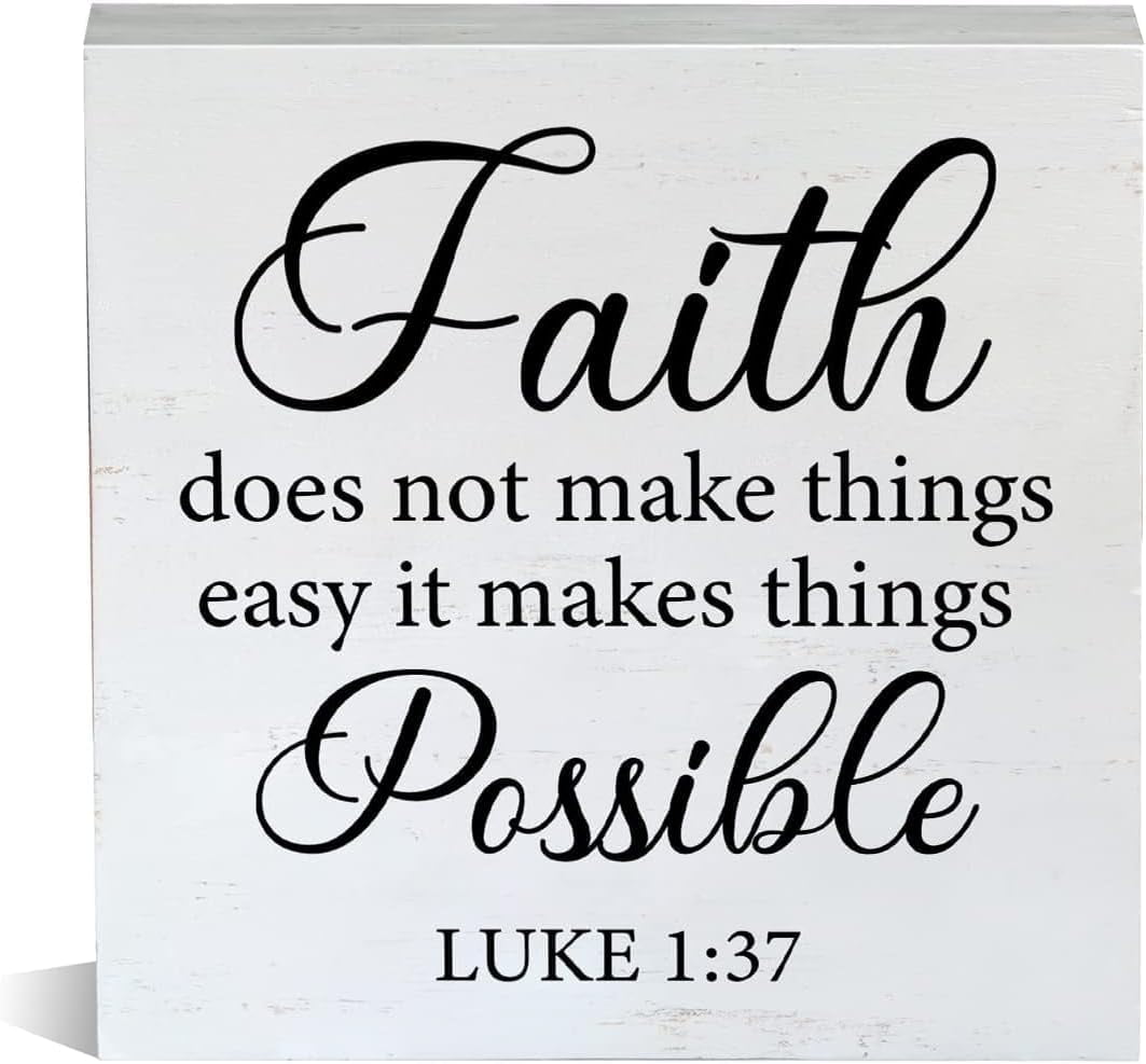 Farmhouse Faith Does Not Make Things Easy Wooden Box Sign Religious ...