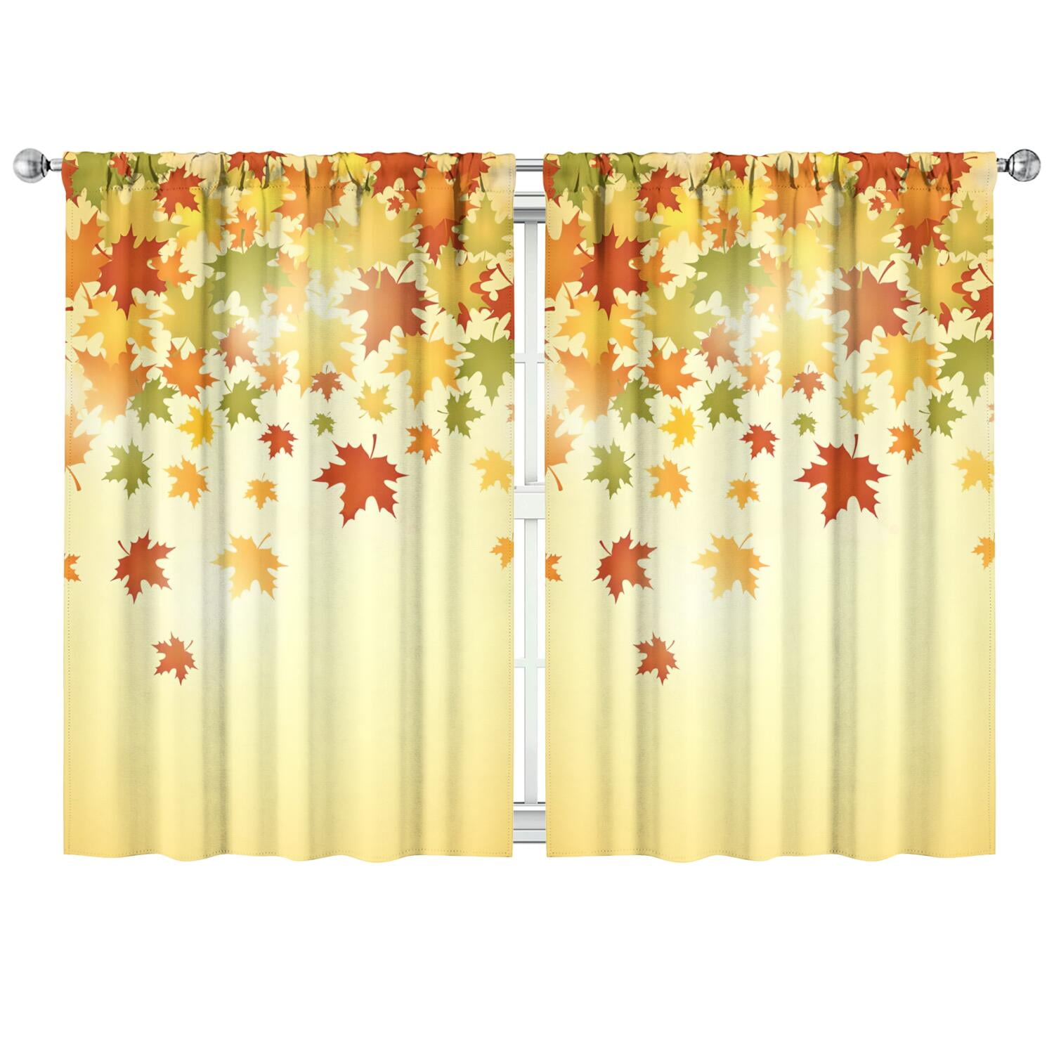 Farmhouse Fall Aesthetic Print Kitchen Curtains 2 Pack - Thanksgiving ...