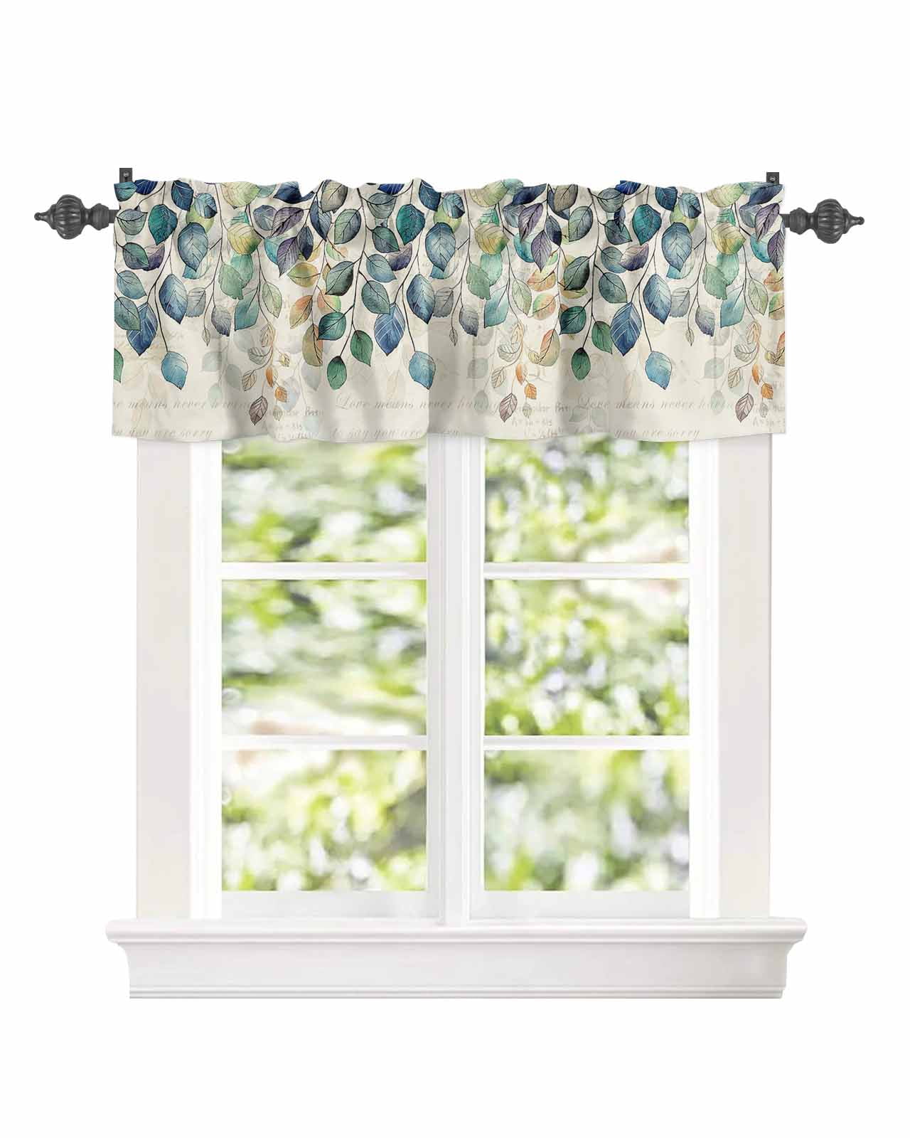 Farmhouse Fall Botanical Leaves Window Valances for Kitchen,Rod Pocket ...