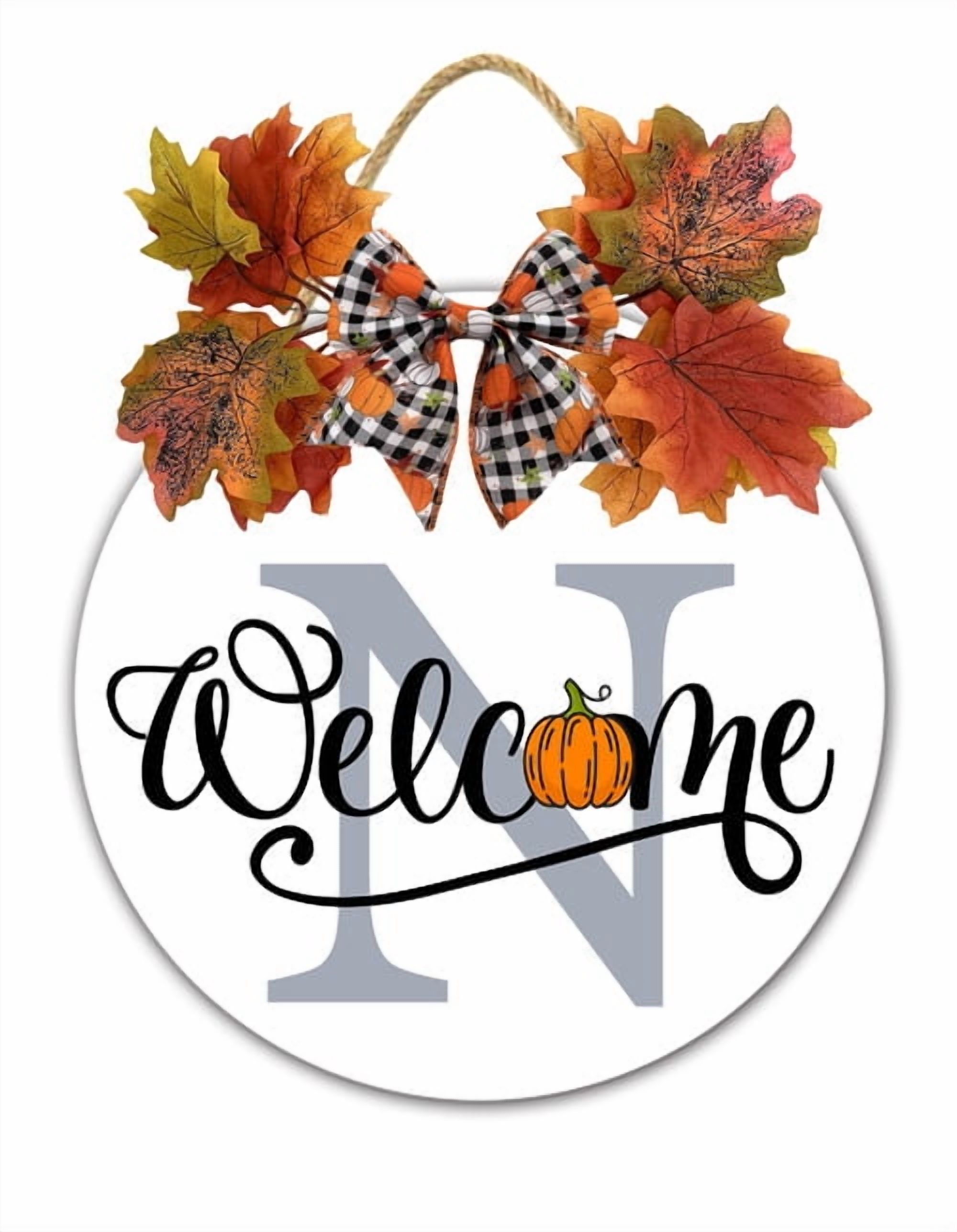 Farmhouse Fall Decorations for Home Fall Pumpkin Door Sign Family Name ...