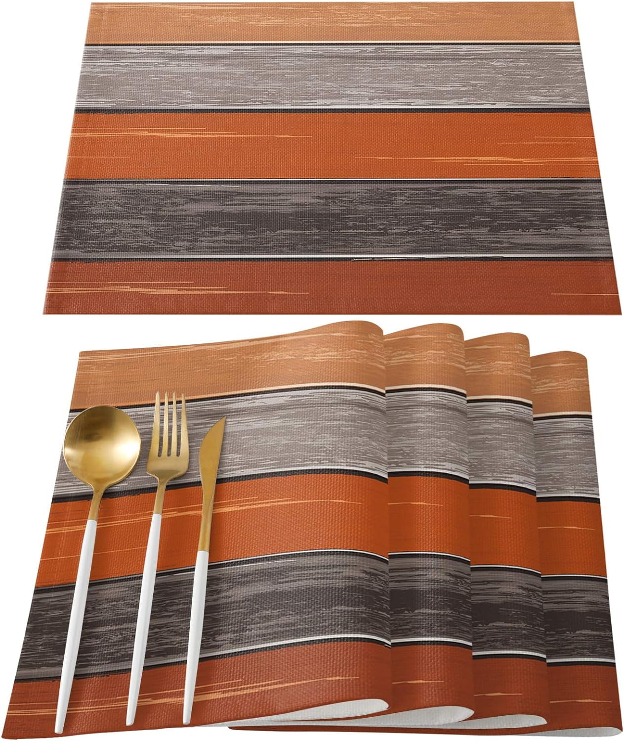 Farmhouse Fall Thanksgiving Placemats Set of 4, Retro Rustic Barn Wood ...