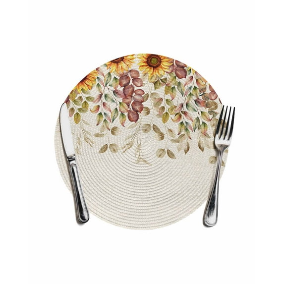 Farmhouse Fall Thanksgiving Round Table Placemats 1 pc, Yellow ...