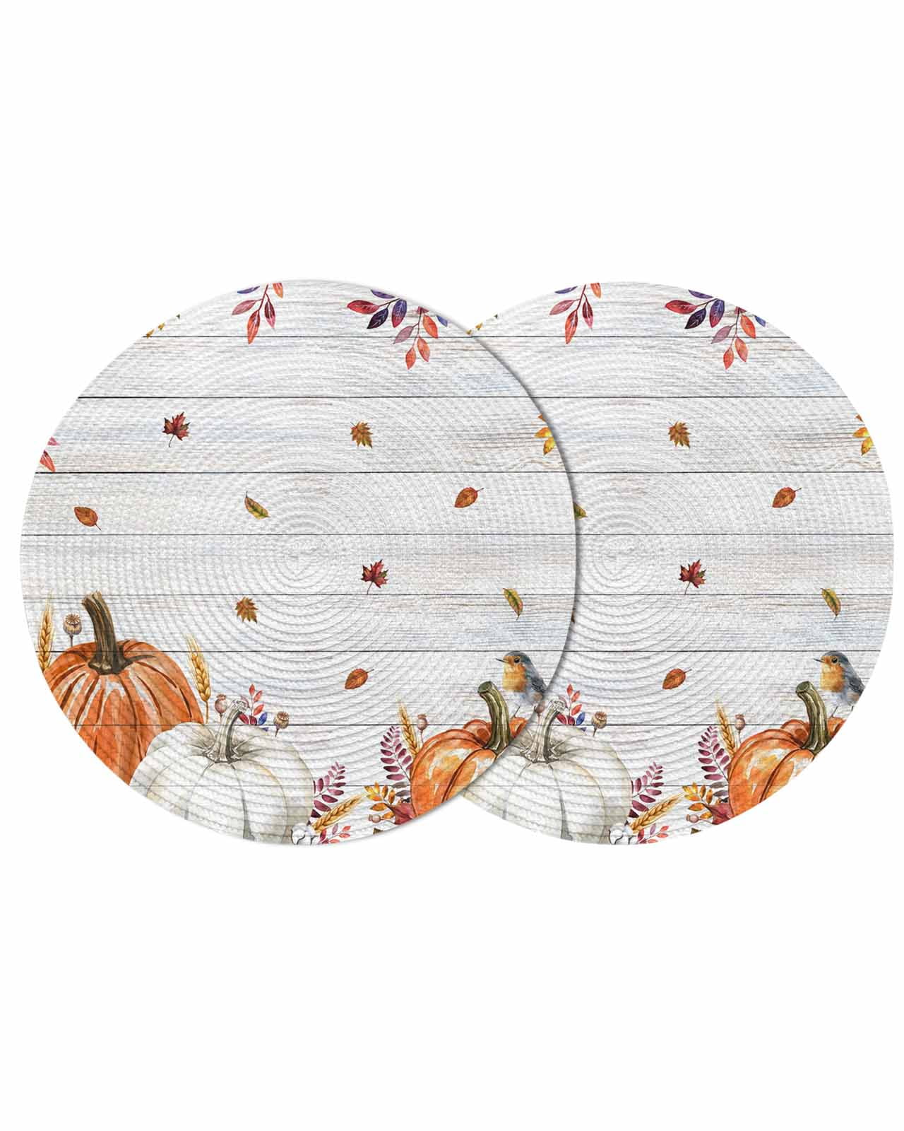 Farmhouse Fall Thanksgiving Round Table Placemats set of 2, Orange ...