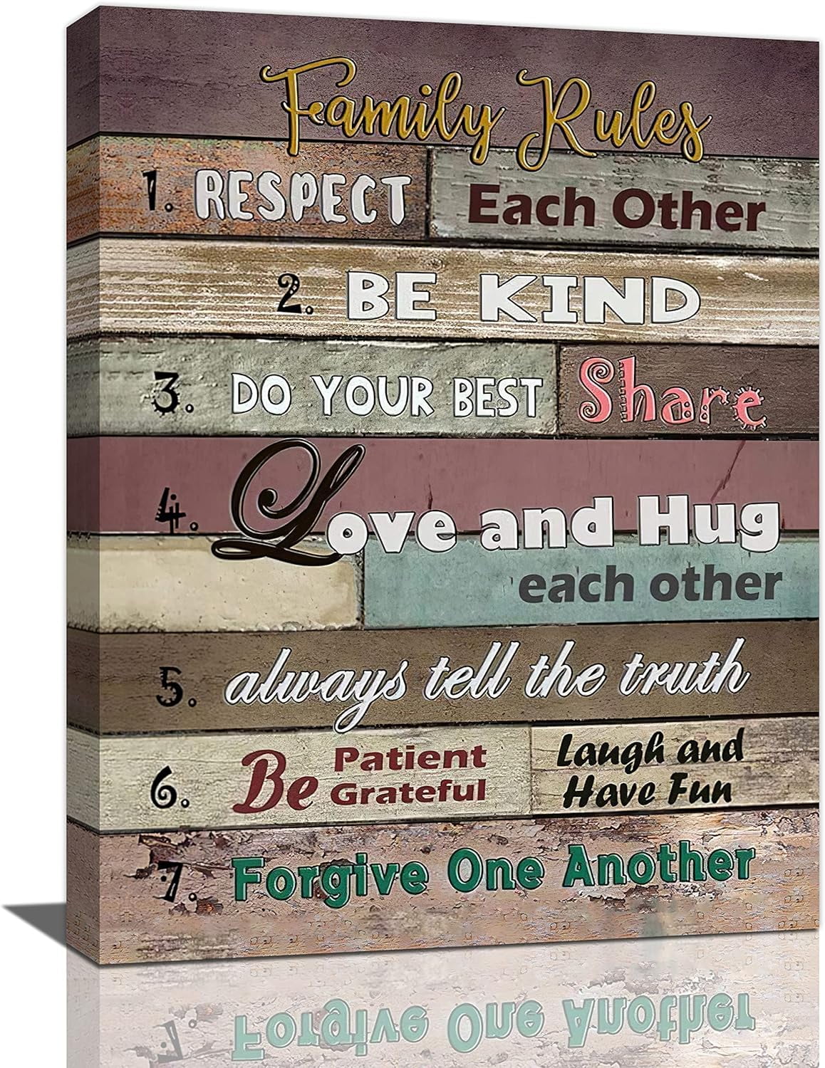 Farmhouse Family Rules Wall Art Family Rules Positive Quotes Wall Decor ...