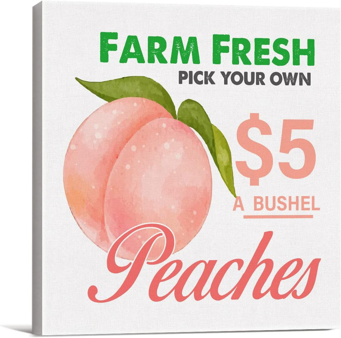 Farmhouse Farm Fresh Peaches Sign Wood Box Sign Desk Decor 5x5 Inch ...
