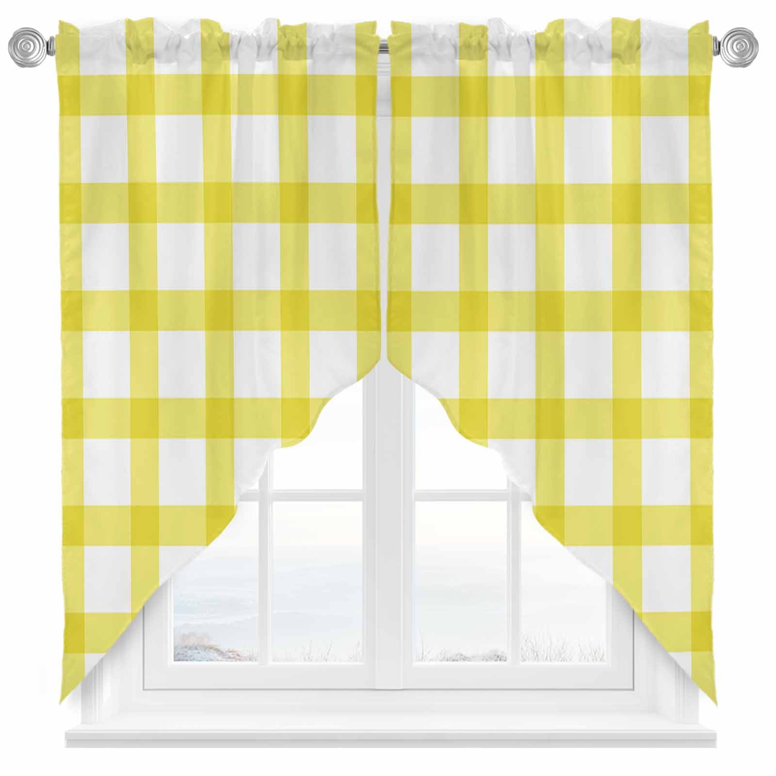 Farmhouse Farm Swag Valances for Windows 2 Pack Minimalism Yellow ...