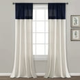 Farmhouse Faux Linen Colorblock Pleated Window Curtain Panels Navy/Off ...