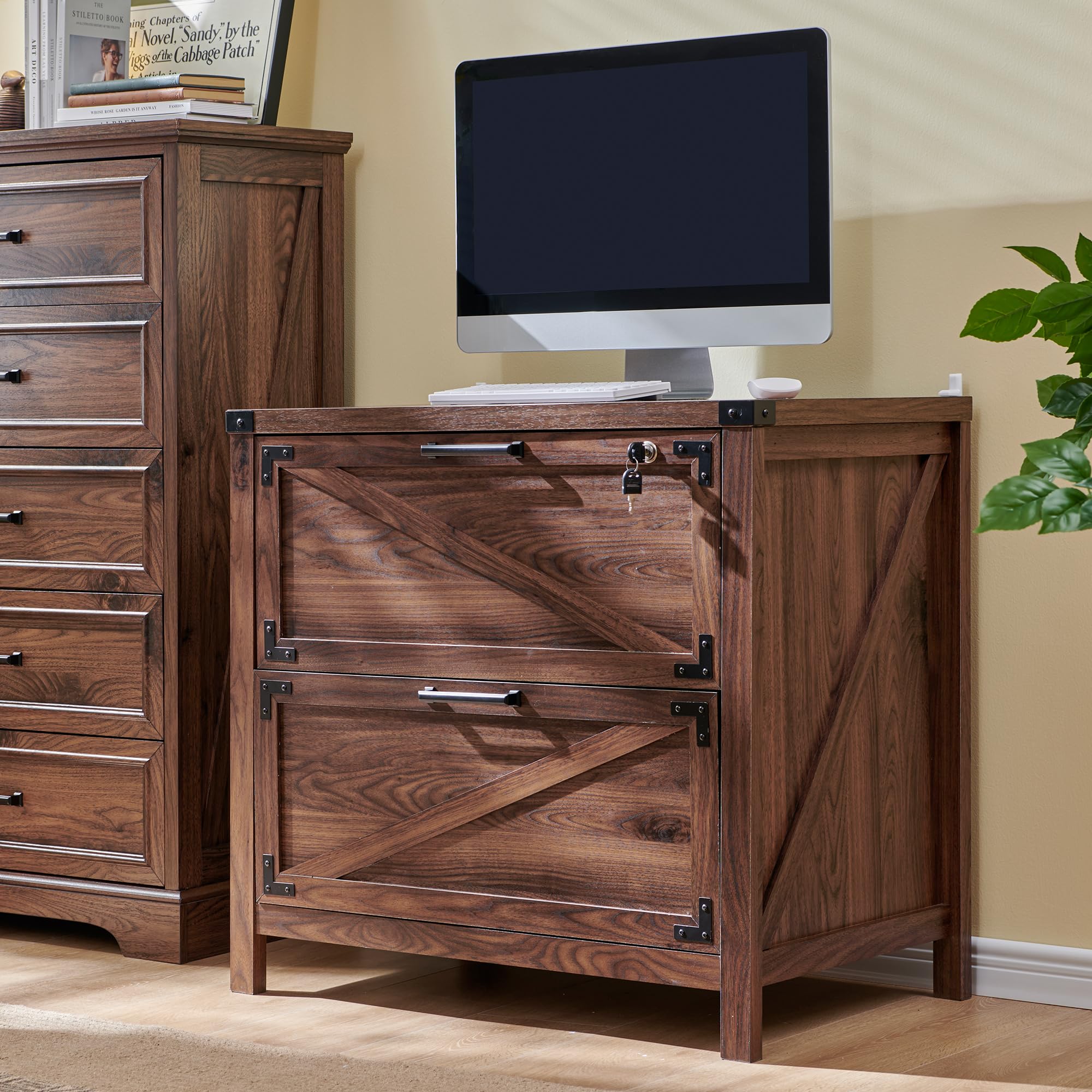 Farmhouse File Cabinet 2 Drawer Lateral Storage for Home Office ...