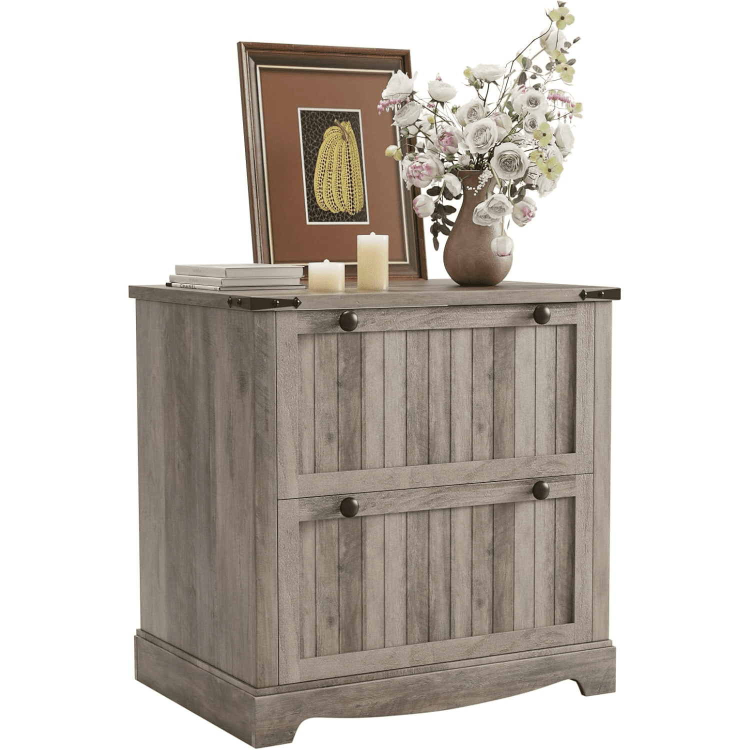 Farmhouse File Cabinet with 2 Drawers - 30" Rustic Wood Lateral Filing ...