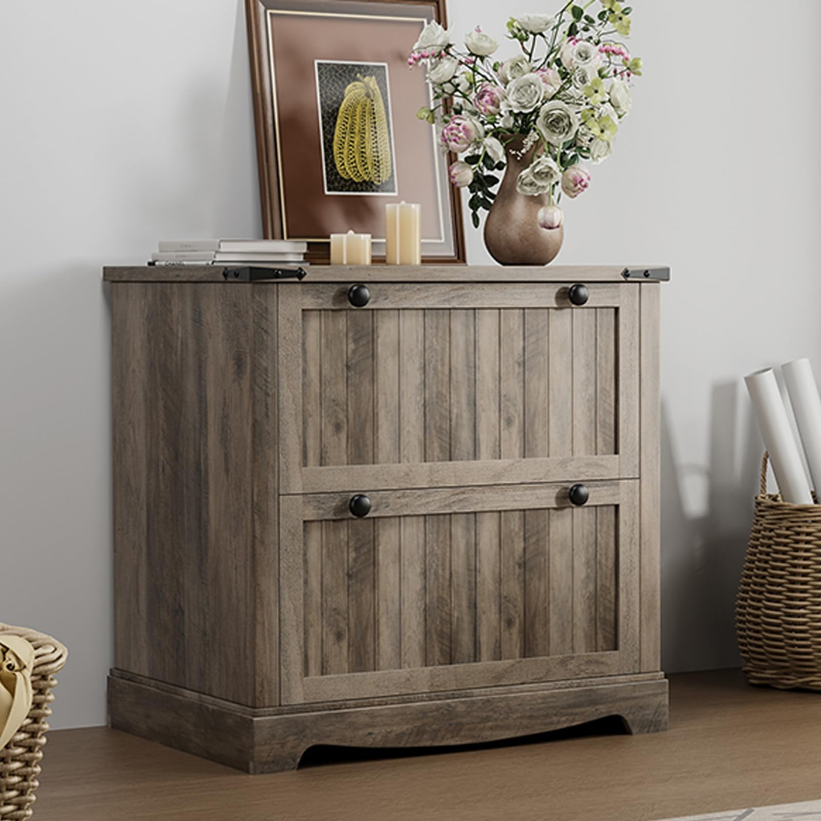 Farmhouse File Cabinets with 2 Drawers,30" File Cabinets with Hanging ...