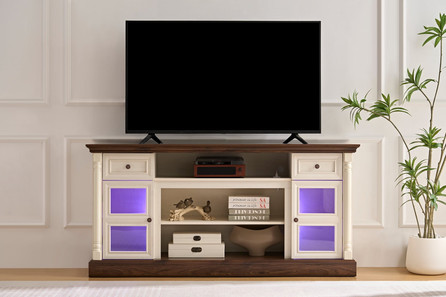 Farmhouse Fireplace TV Stand with Roman Column Design for Up to 80 Inch ...
