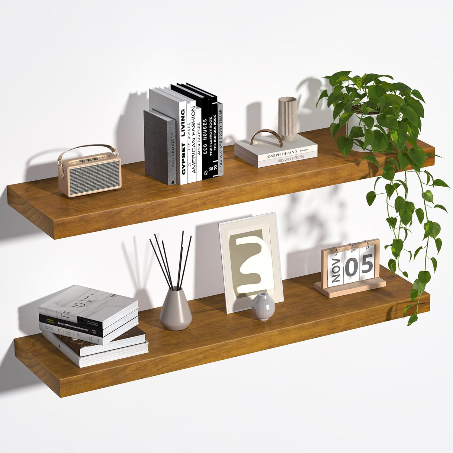 Farmhouse Floating Shelves - 8 Inch Deep Rustic Wood Wall Shelf ...