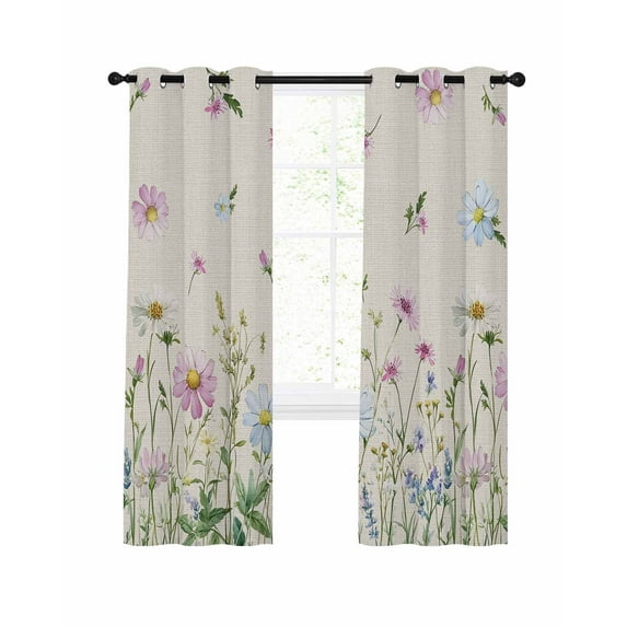 Farmhouse Floral Blackout Curtains 45 Inch Length Wildflowers Herb ...