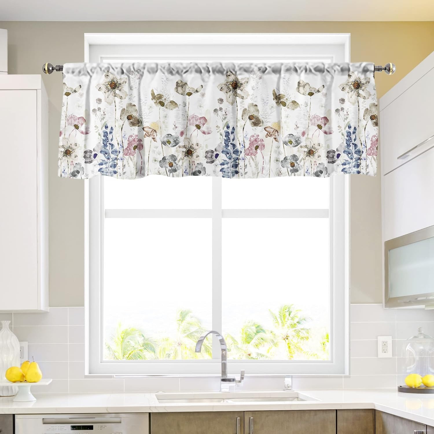 Farmhouse Floral Botanical Print Flower Leaf Lined Thermal Insulated ...