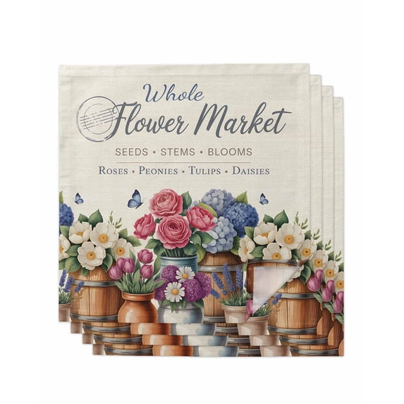 Farmhouse Floral Cloth Napkins Set of 4 Reusable Dinner Napkins ...