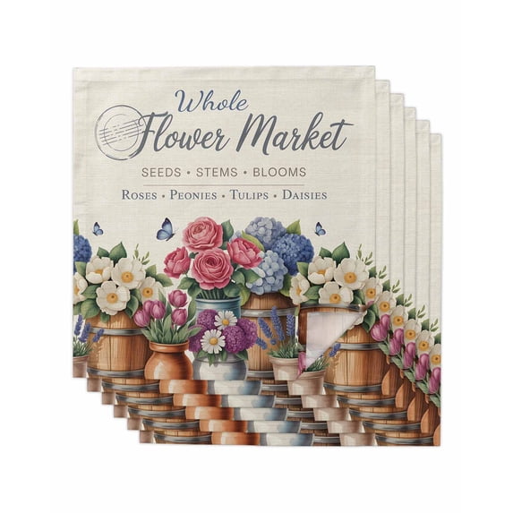 Farmhouse Floral Cloth Napkins Set of 6 Reusable Dinner Napkins ...