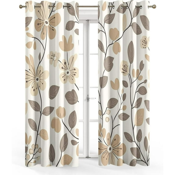 Farmhouse Floral Curtains For Living Room , Flower Boho Vintage Pattern ...