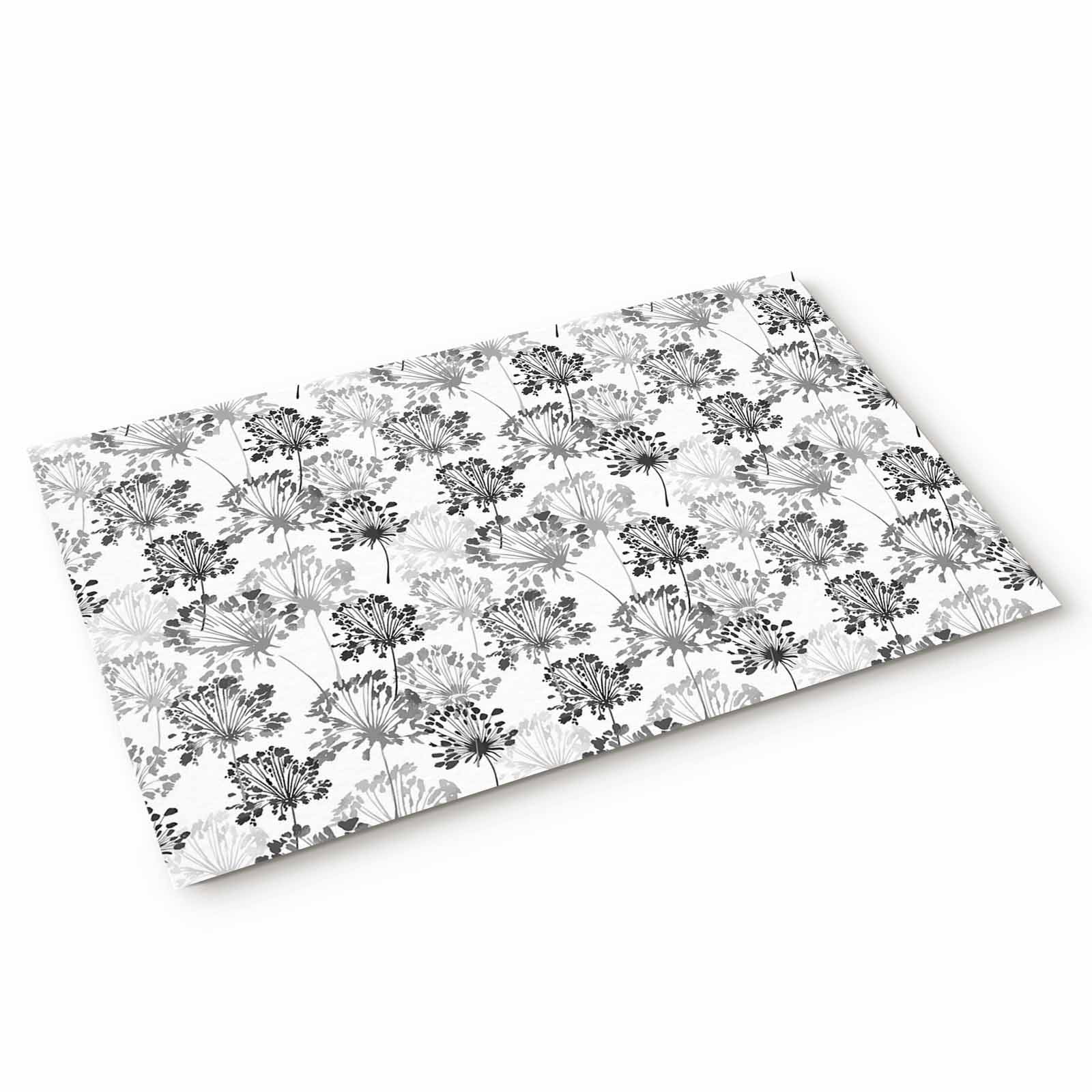 Farmhouse Floral Door Mat Watercolor Black White Dandelion Plants Non ...