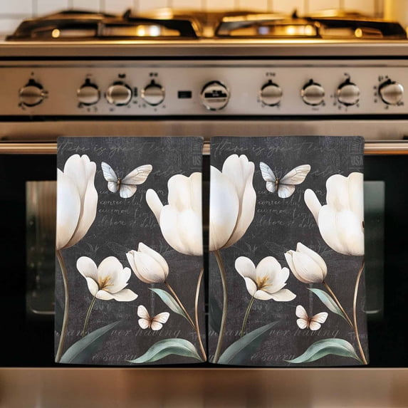 Farmhouse Floral Kitchen Towels Set of 1, Magnolia Flowers Vintage ...