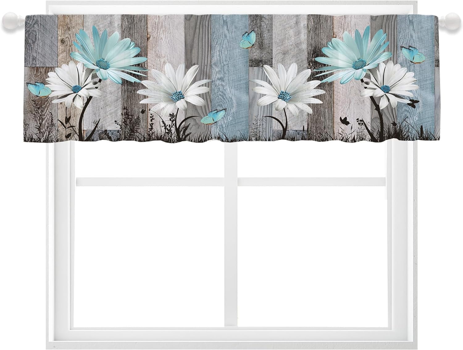 Farmhouse Floral Kitchen Valances for Windows Curtain Bathroom Living ...