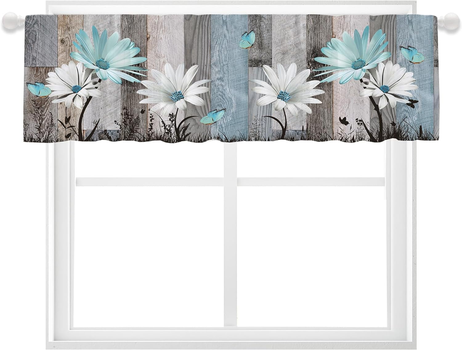 Farmhouse Floral Kitchen Valances for Windows Curtain Bathroom Living ...