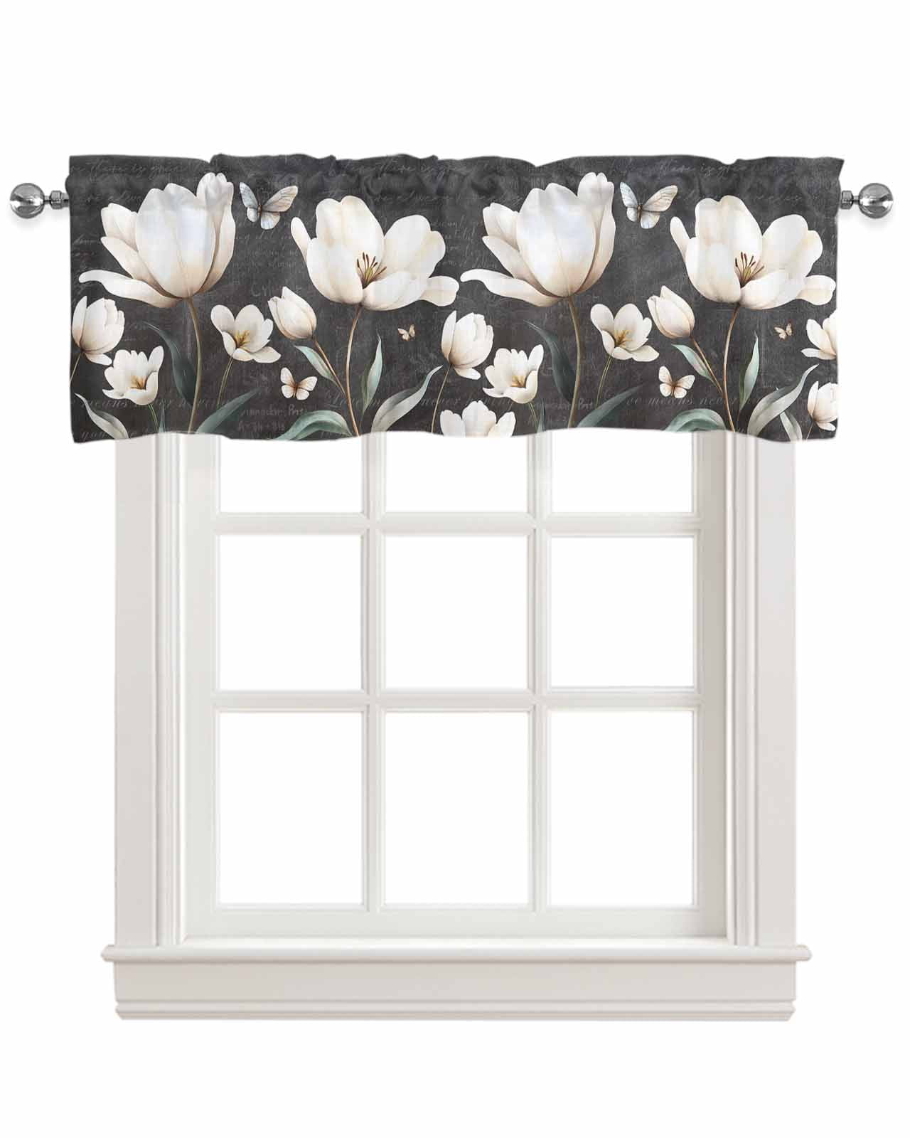 Farmhouse Floral Kitchen Valances for Windows Farmhouse Linen Window ...