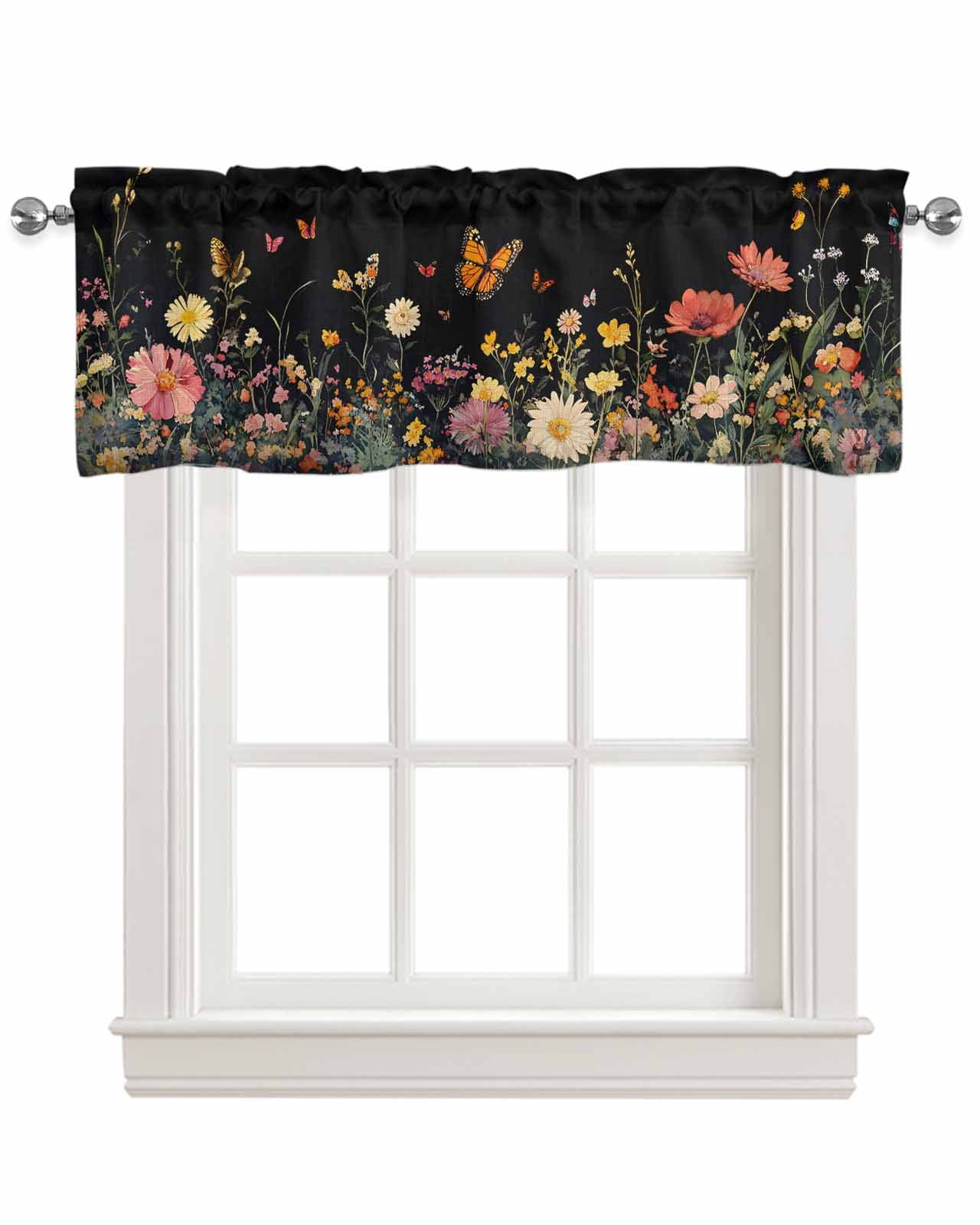 Farmhouse Floral Kitchen Valances for Windows Farmhouse Linen Window ...
