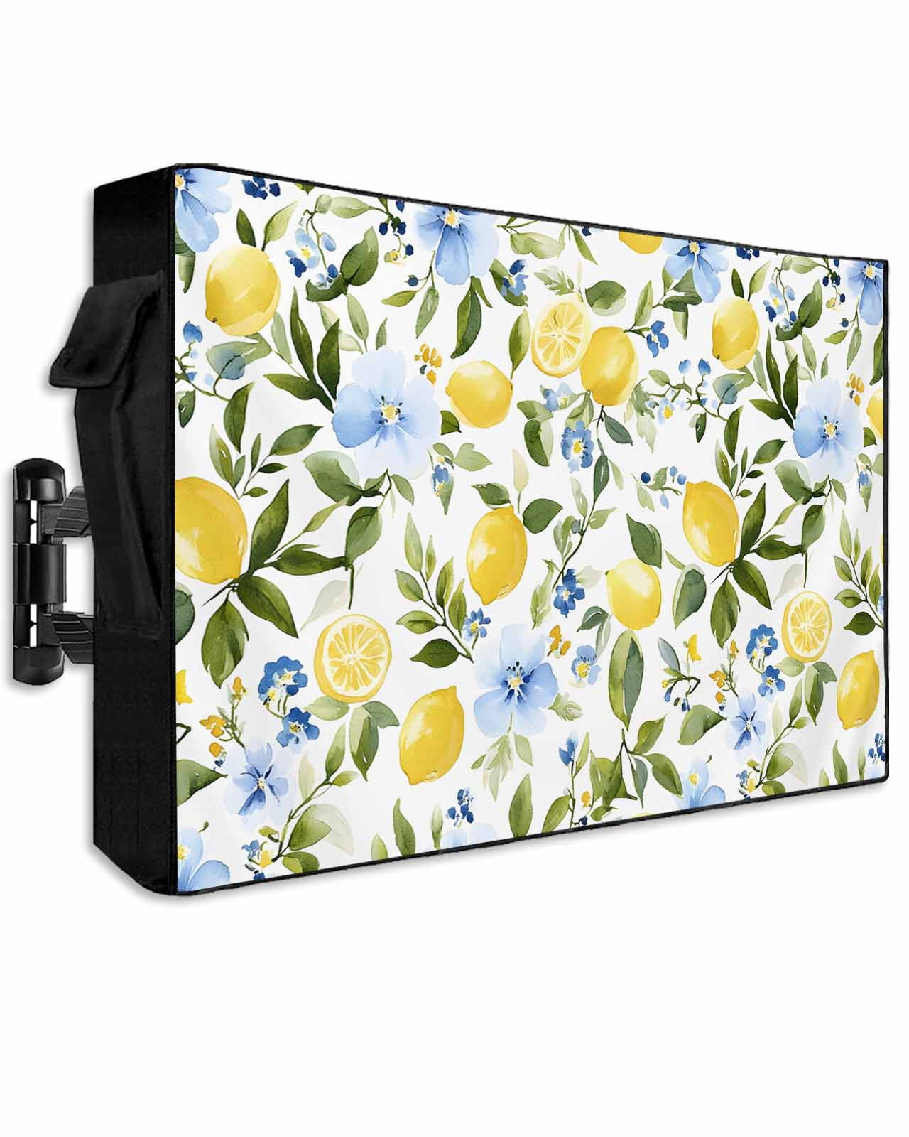 Farmhouse Floral Outdoor Tv Cover 60 To 65 Inch Lemon Eucalyptus Leaf