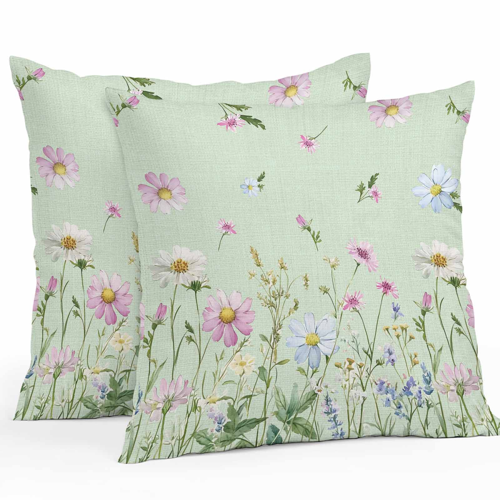 Farmhouse Floral Outdoor Waterproof Pillow Covers 18x18 Pack of 2 ...