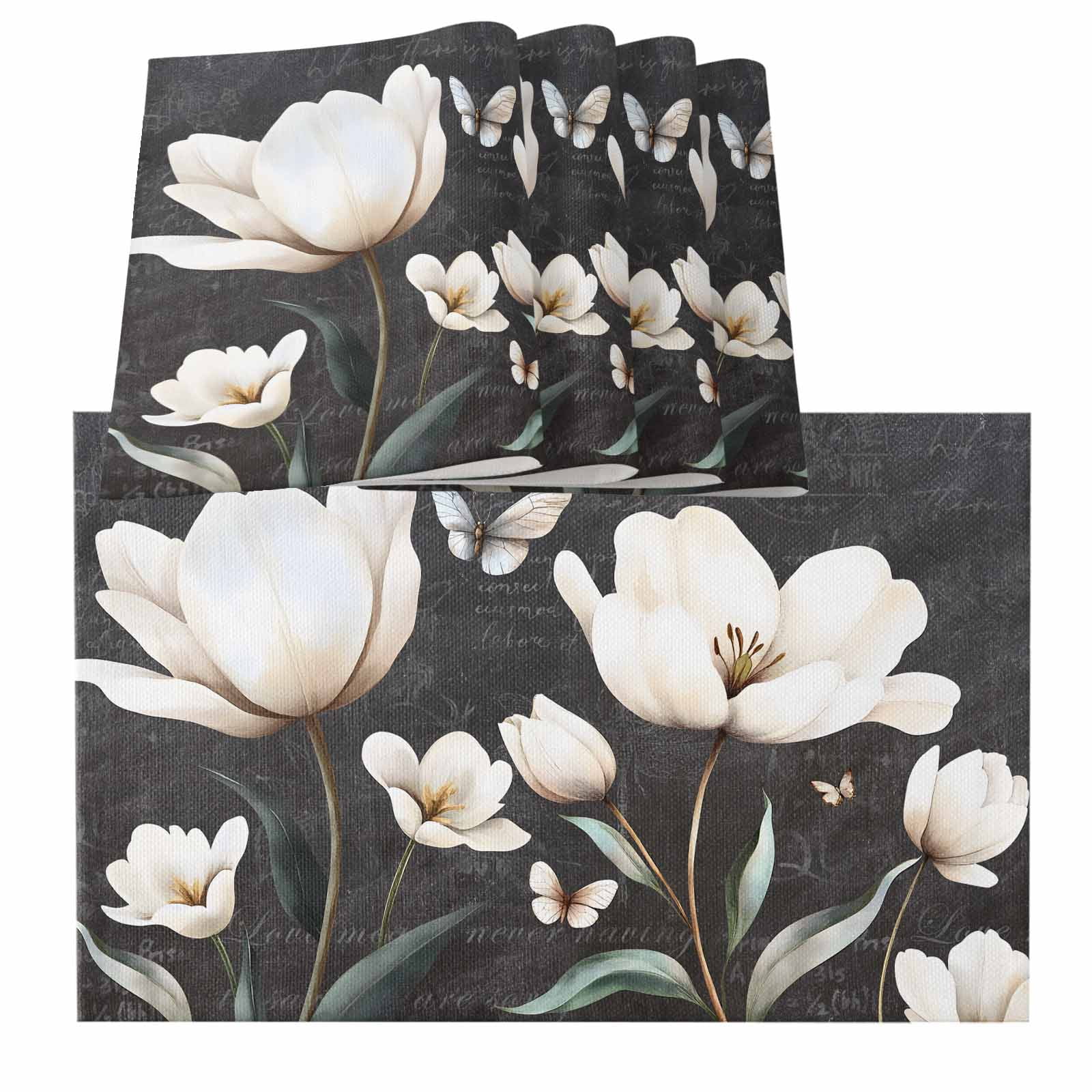 Farmhouse Floral Placemats for Dinning Table Set of 4, Magnolia Flowers ...