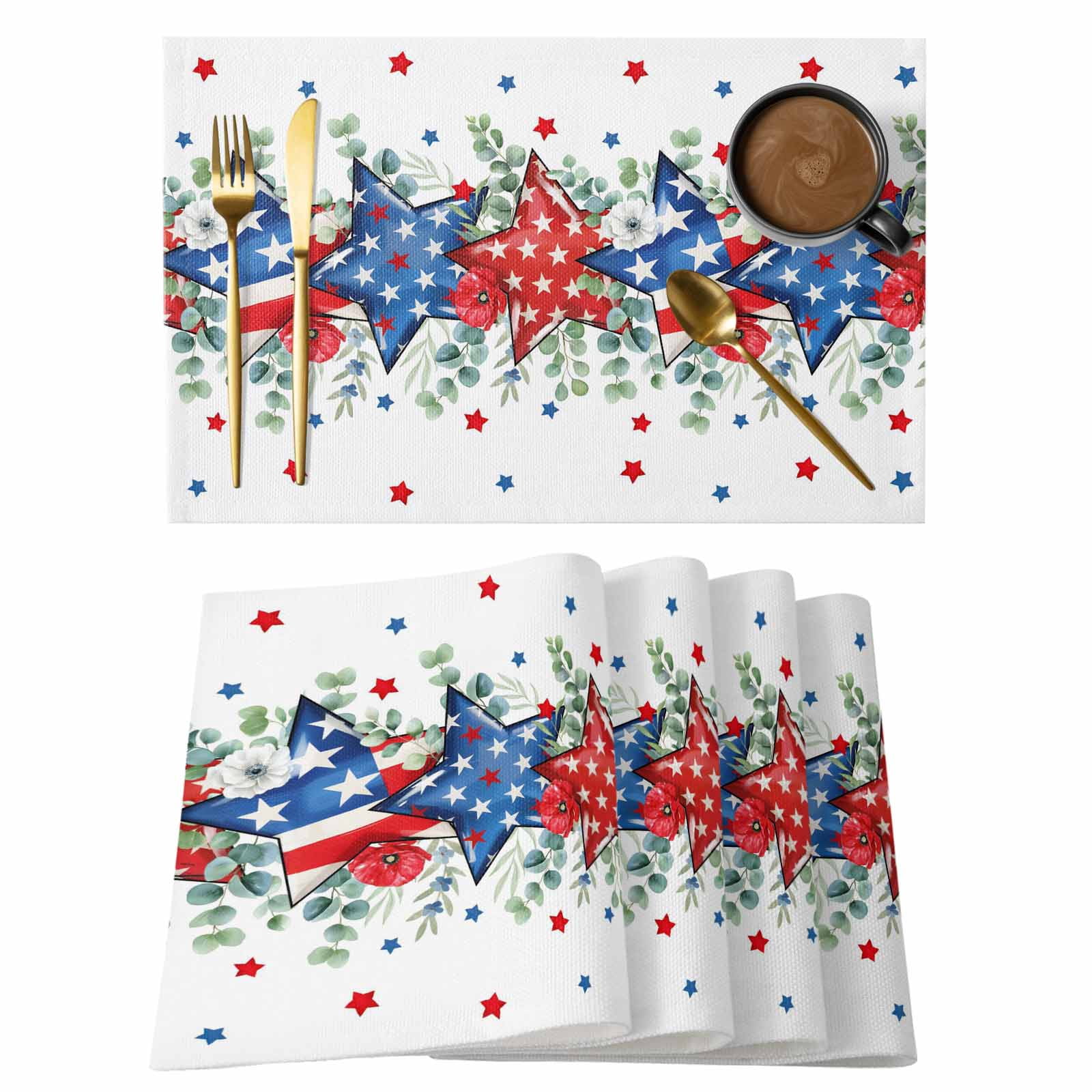 Farmhouse Floral Placemats Set of 2, Sunflowers Bee Vintage Linen ...