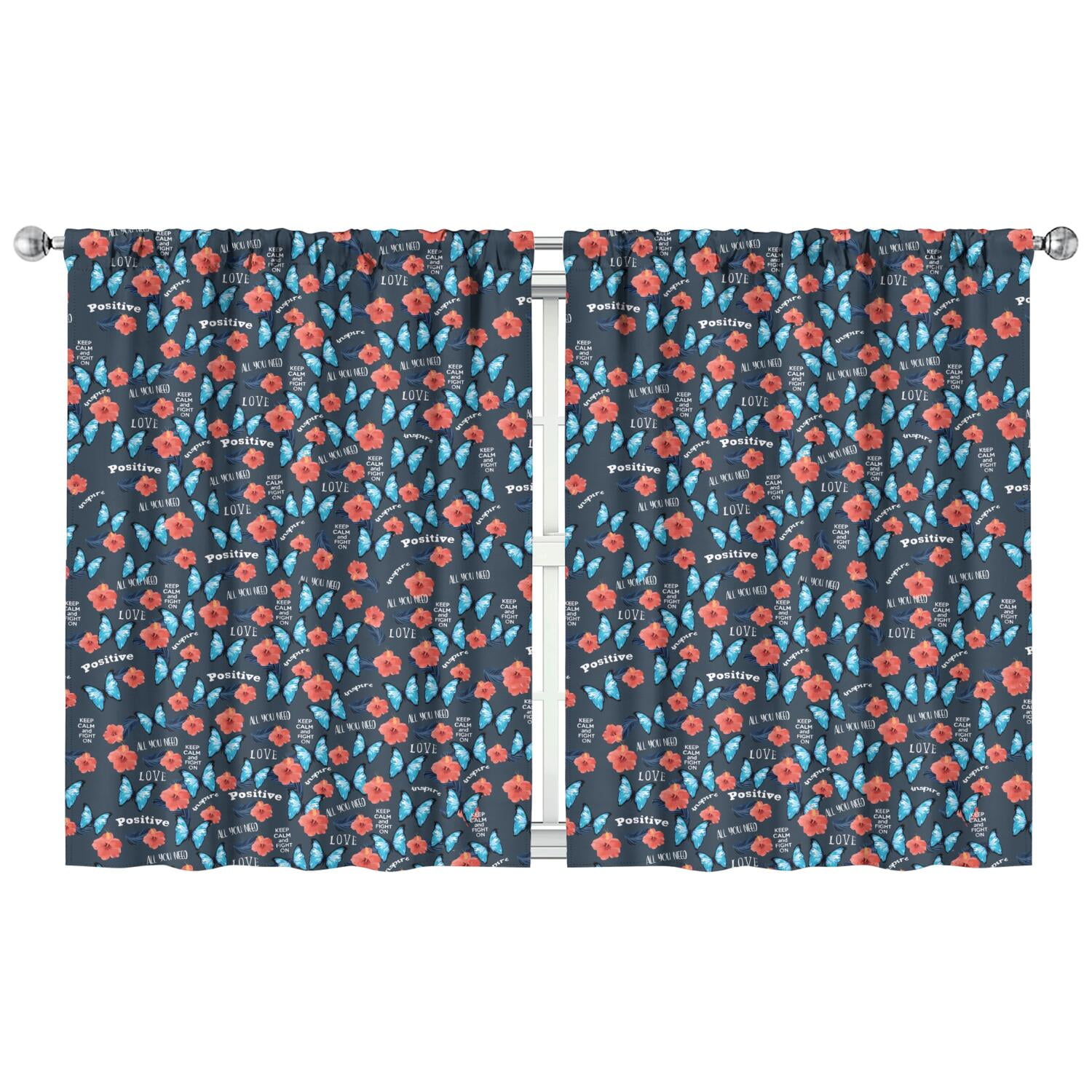 Farmhouse Floral Print Kitchen Curtains 2 Pack - Rustic Watercolor ...
