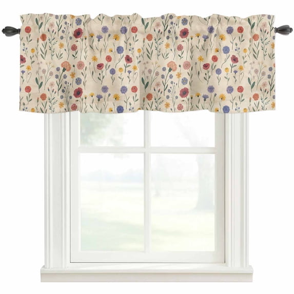 Farmhouse Floral Rod Pocket Curtain Valance, Pastoral Country ...