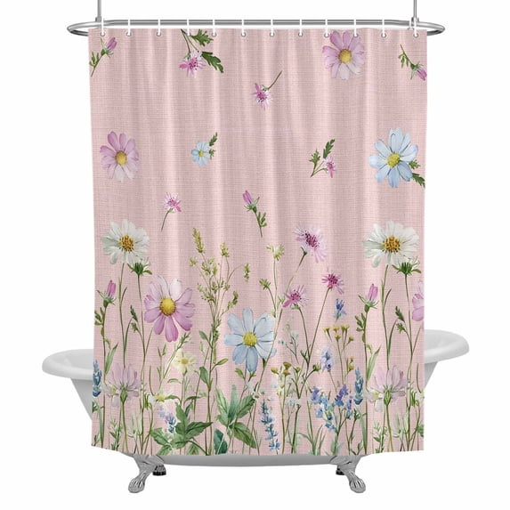 Farmhouse Floral Shower Curtain for Bathroom, Wildflowers Herb Plant ...