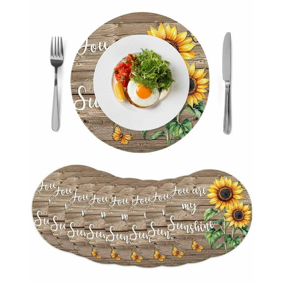 Farmhouse Floral Sunflower Round Table Placemats set of 8, You Are My ...