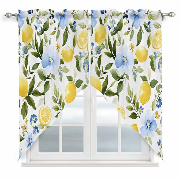 Farmhouse Floral Swag Valances for Windows 45 inches Long, Lemon ...