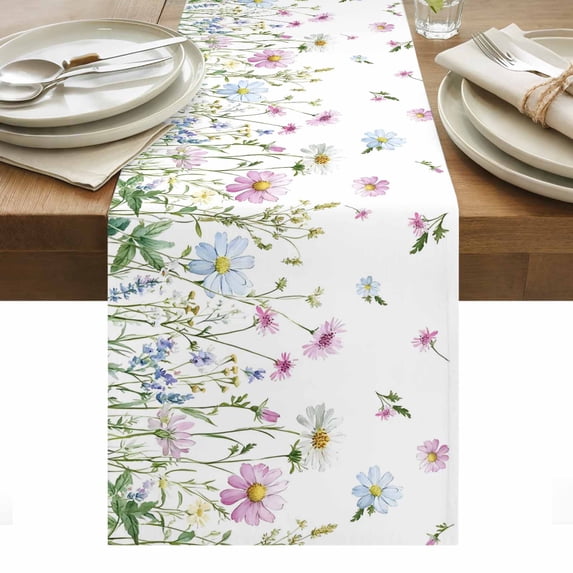 Farmhouse Floral Table Runner 14 x 72 Inch, Wildflowers Herb Plant ...