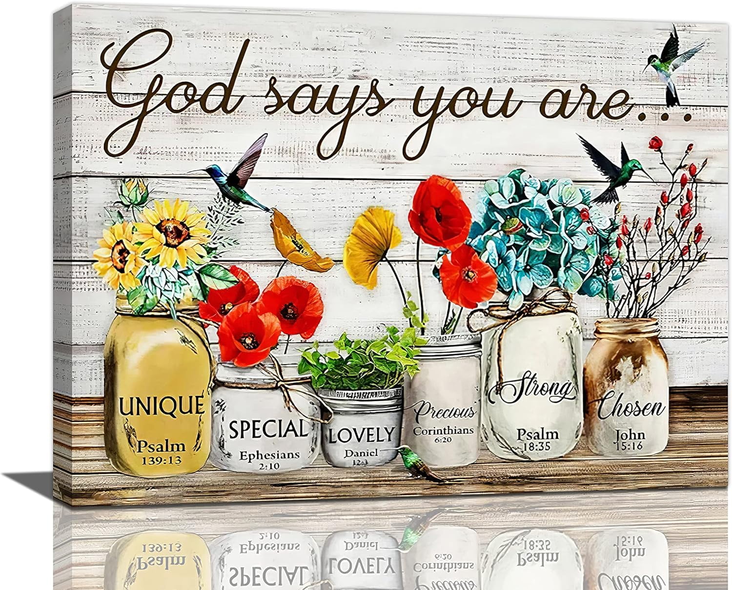 Farmhouse Floral Wall Art Country Flower Hummingbird Pictures Wall ...