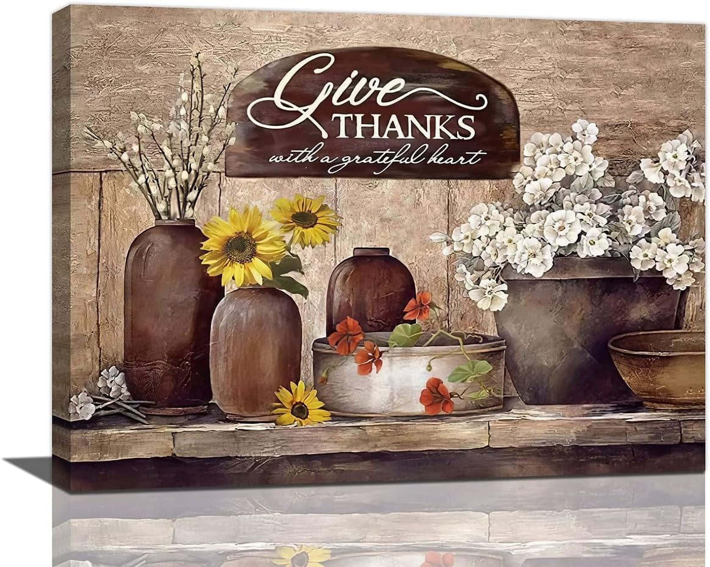 Farmhouse Floral Wall Art Rustic Flower Pictures Farmhouse Kitchen Wall ...