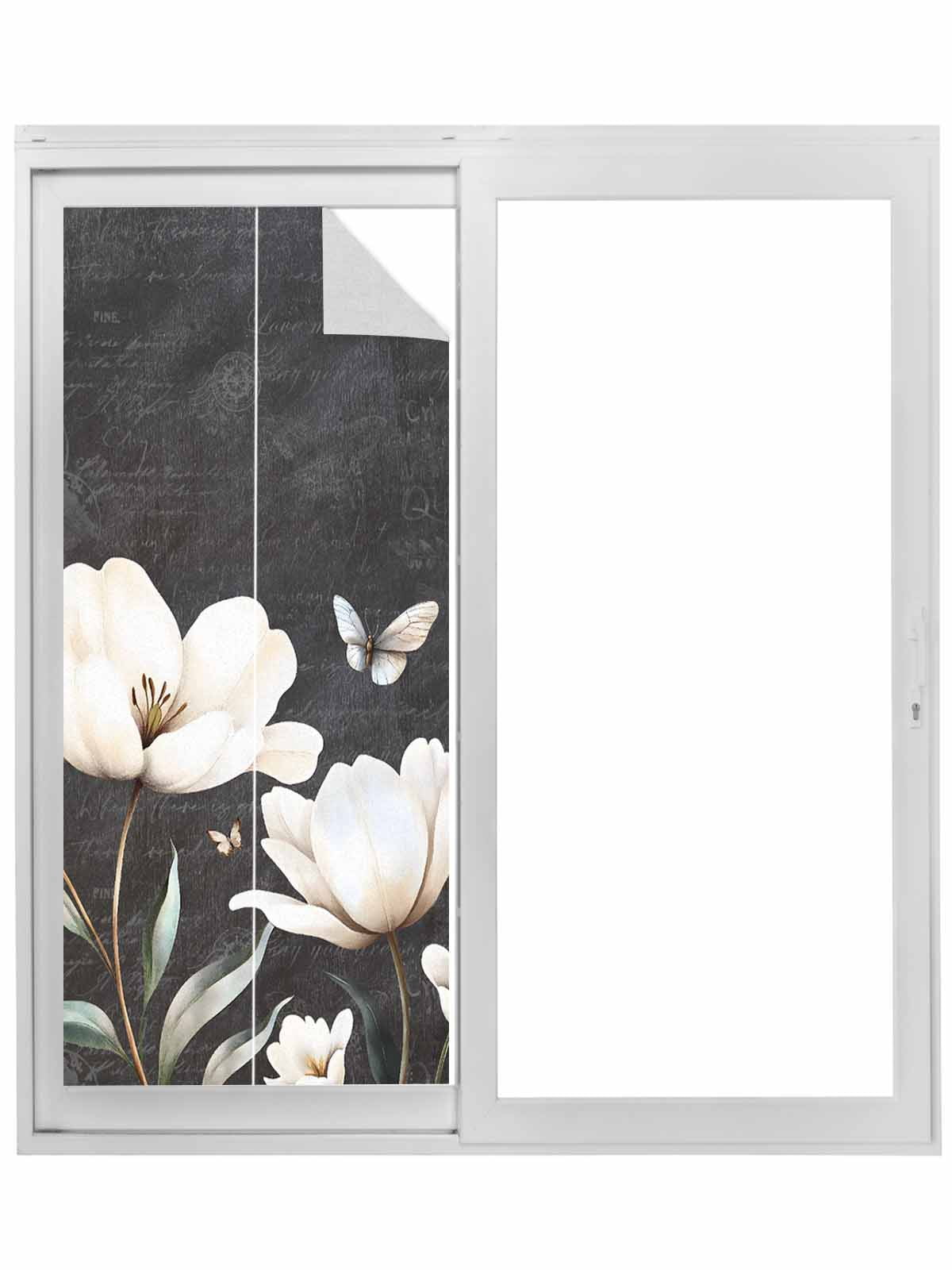Farmhouse Floral Window Privacy Film, Magnolia Flowers Vintage ...