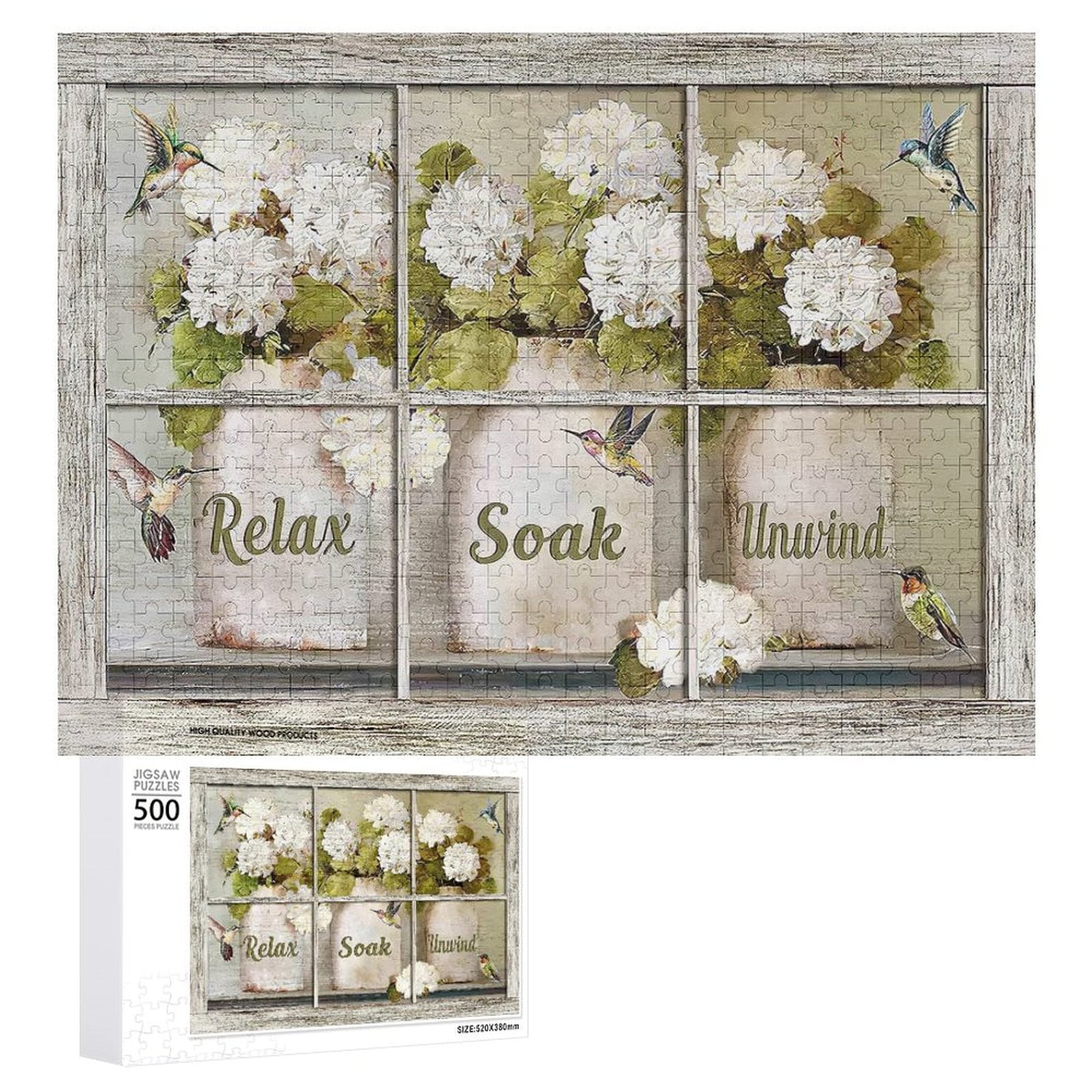 Farmhouse Flower 500 Piece Jigsaw Puzzles for Adults - Rustic Country ...