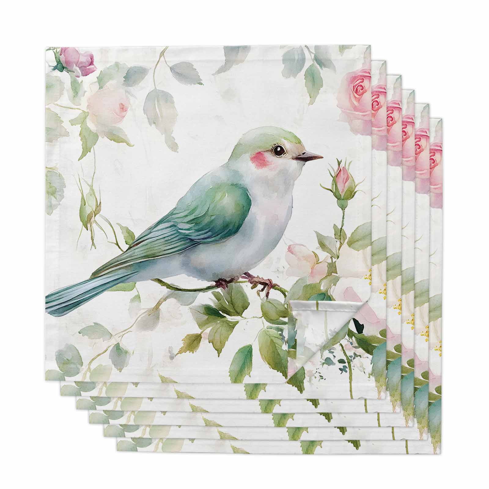 Farmhouse Flower Cloth Napkins, Country Bird Plant Spring Summer ...