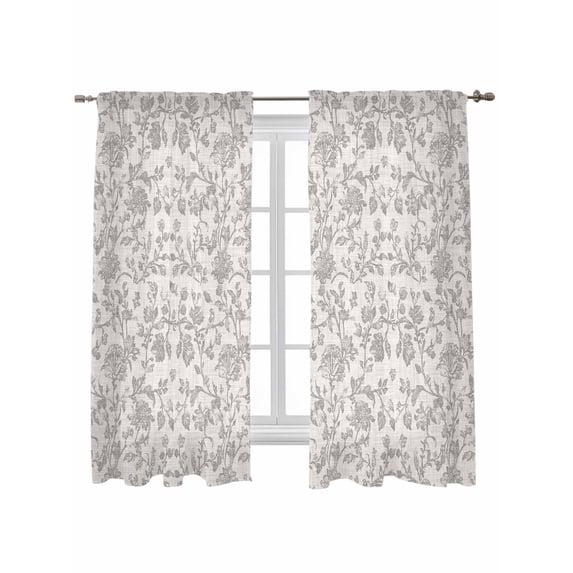 Farmhouse Flower Curtains 72 Inch Length, Sheer Curtains for Bedroom ...